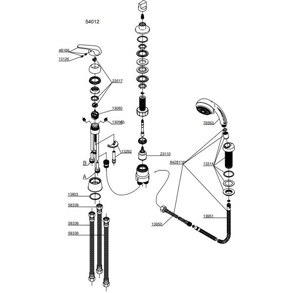 Damixa Apollo Plus 3-hole Bath Shower Mixer Chrome 5401200 Spare Parts